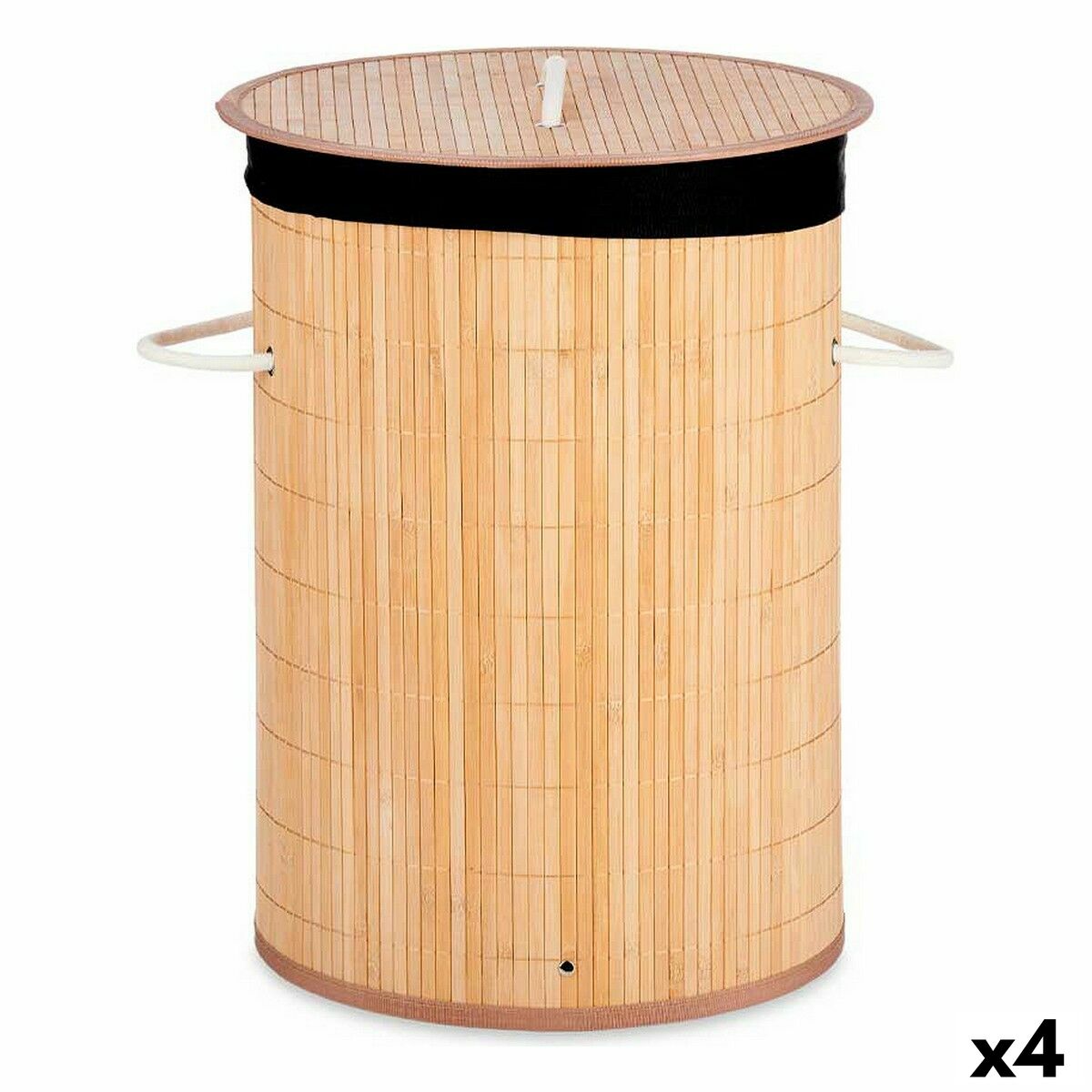 Laundry basket Natural Black Metal Bamboo 48 L MDF Wood (4 Units ...